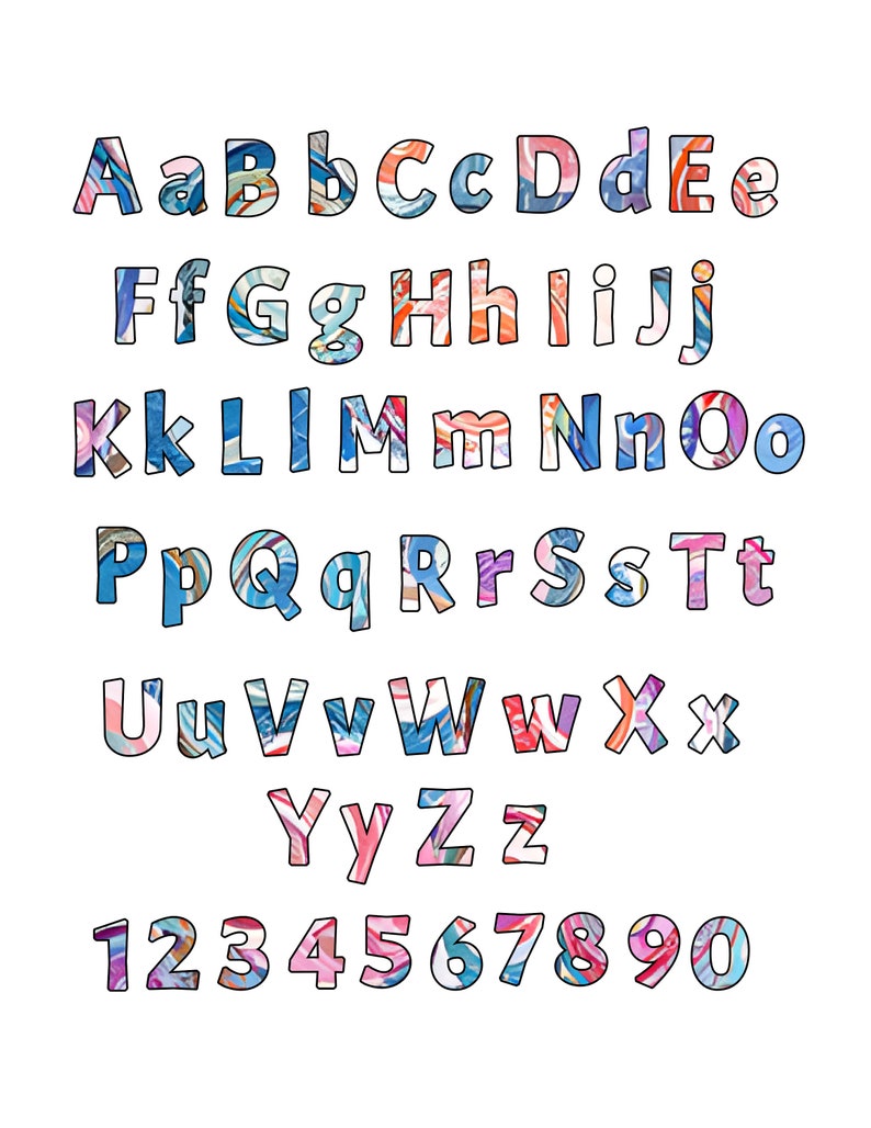 Colorful Alphabet Letters and Numbers for Scrapbooking, Crafts or ...