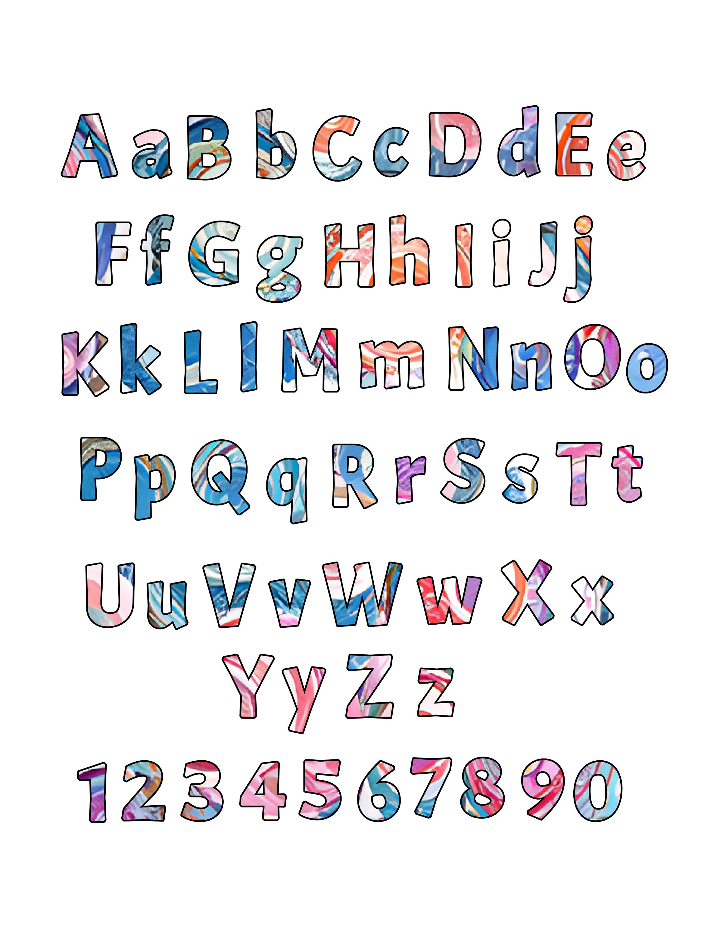 Colorful Alphabet Letters and Numbers for Scrapbooking, Crafts or ...