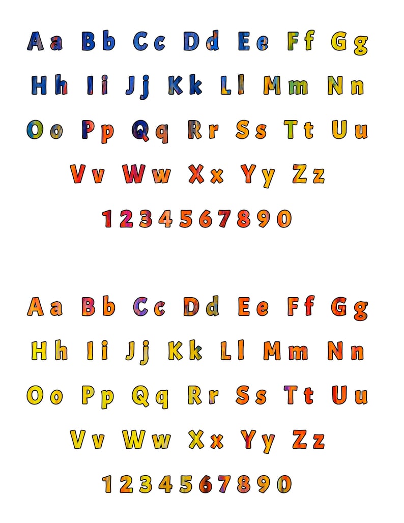 Colorful Alphabet Letters and Numbers for Scrapbooking, Crafts or ...
