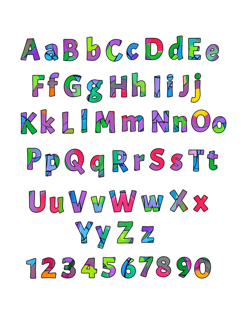 Colorful Alphabet Letters and Numbers for Scrapbooking, Crafts or ...