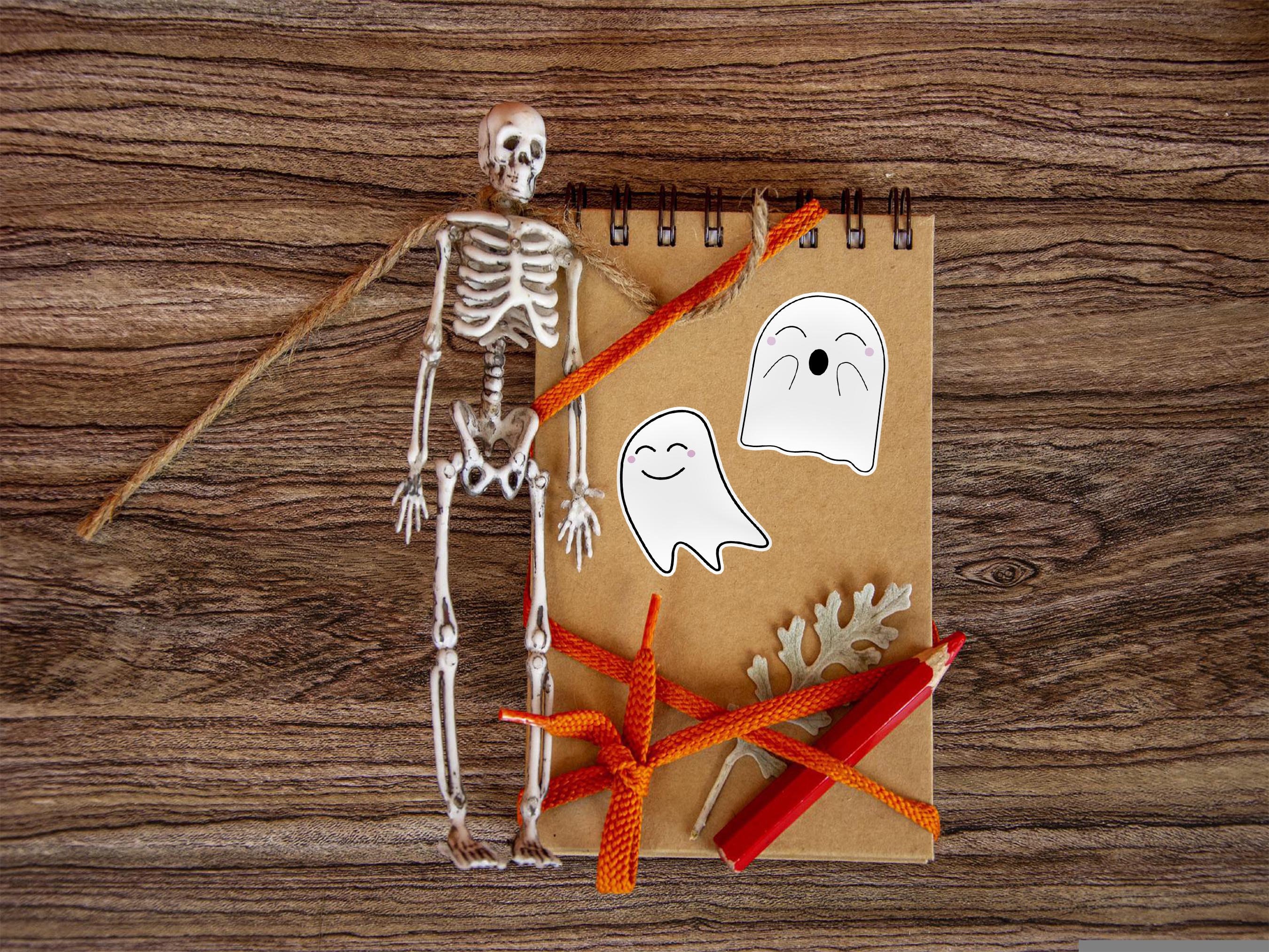 Cute Halloween PNG Printables Stickers, Cute Ghost Stickers, Print and ...