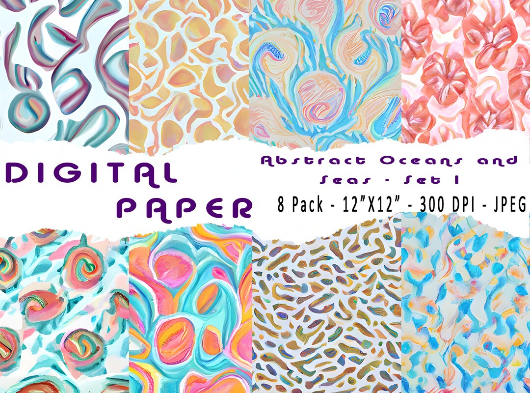 Abstract Ocean and Seas Shell Digital Papers, Digital Paper Pack ...
