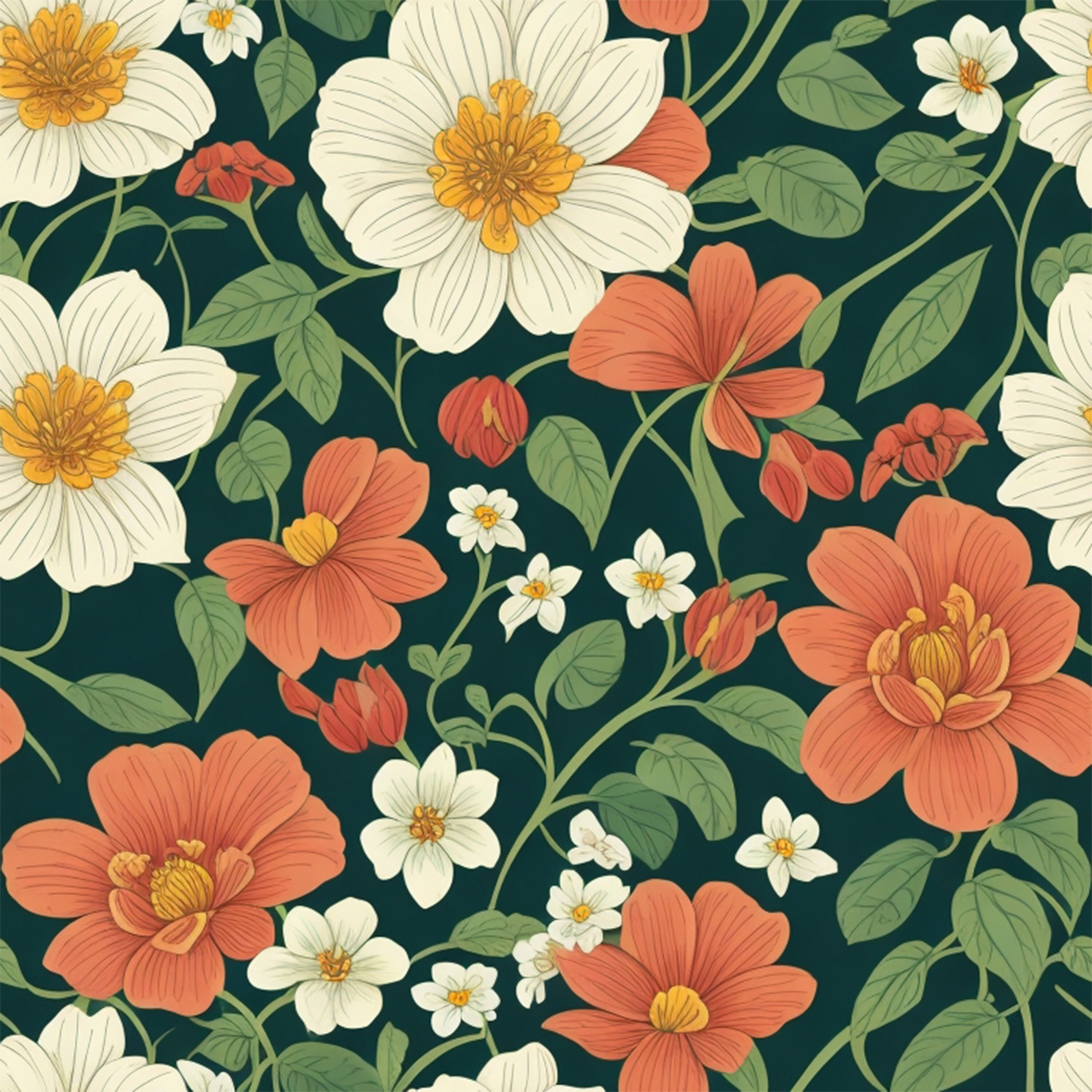 Vintage Flowers Digital Paper, Flowers Seamless Pattern, Floral Prints ...