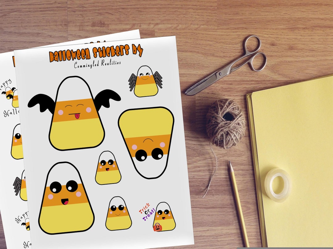Cute Halloween PNG Printables Stickers, Candy Corn Stickers, Print and ...