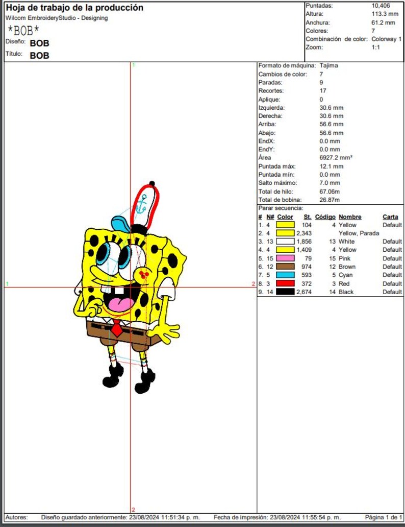 Spongebob Embroidery Design - Etsy