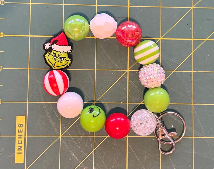 Custom Acrylic Beaded Wristlet Bangle Keychain Key Ring Bracelet ...
