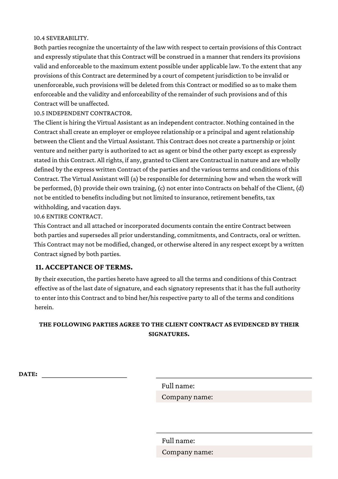Virtual Assistant Client Agreement Template Virtual - Etsy Canada