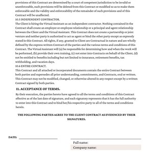 Virtual Assistant Client Agreement Template Virtual - Etsy Canada