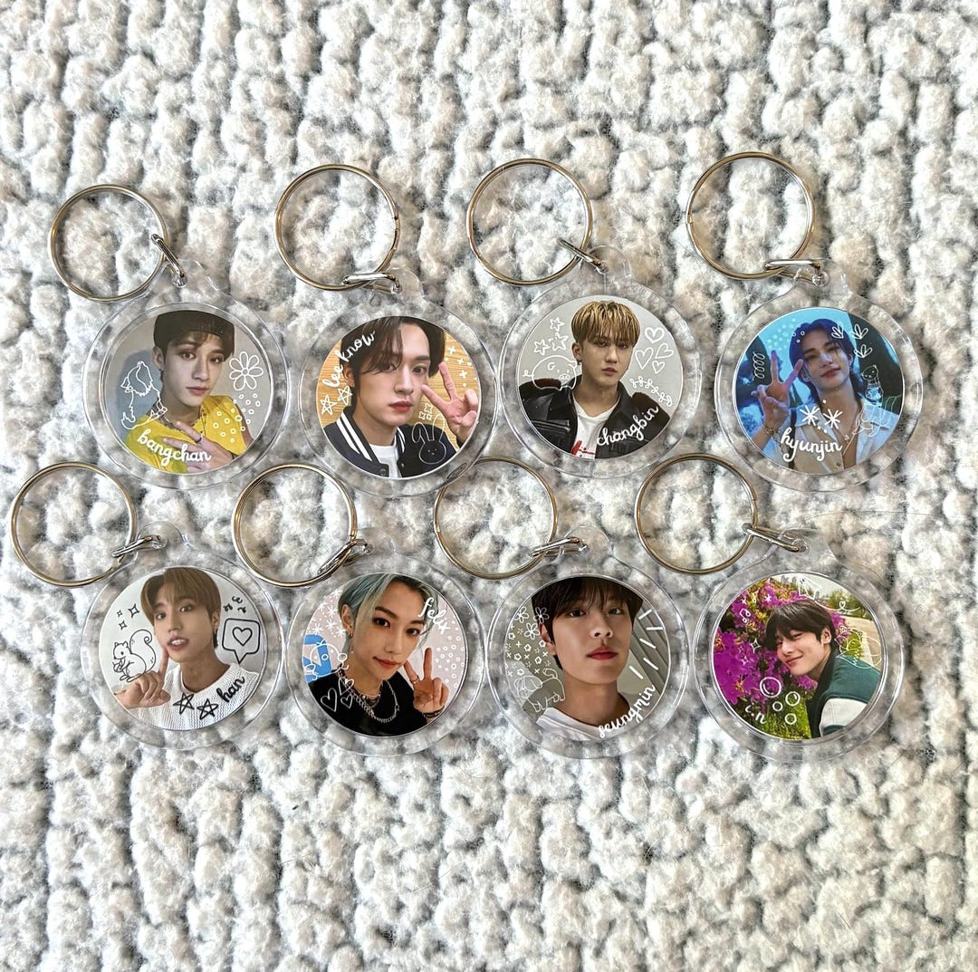 Stray Kids SKZ Member Cute Doodled Double Sided Photo Circle Keychain ...