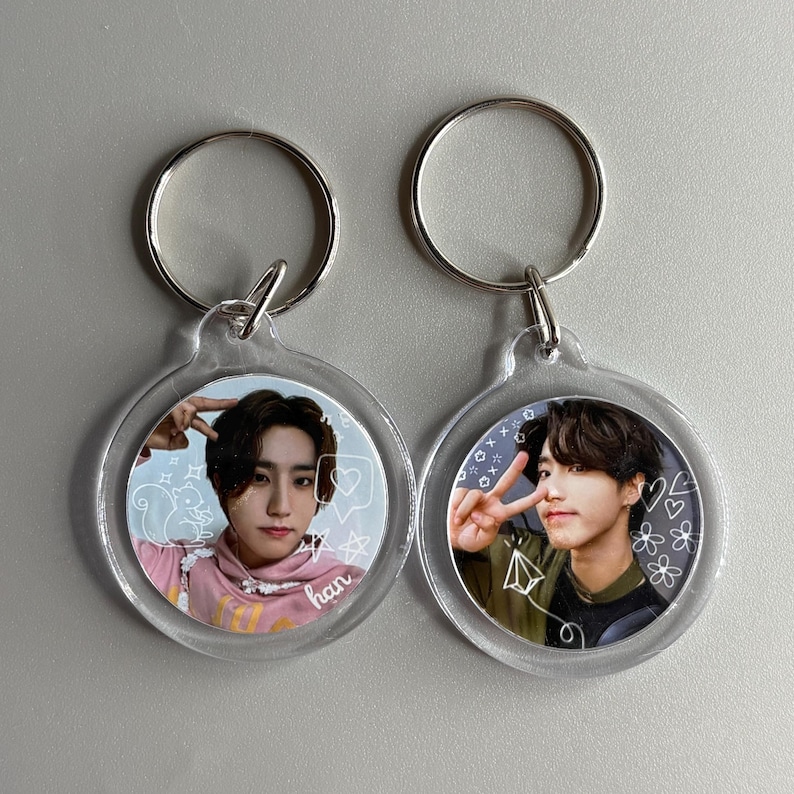 Stray Kids SKZ Member Cute Doodled Double Sided Photo Circle Keychain ...