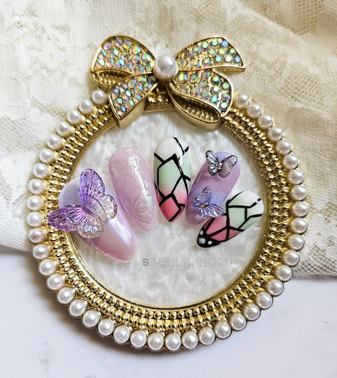 Shinobu Reusable Press-on Nails, Anime Nails, Cute Demon Manicure ...