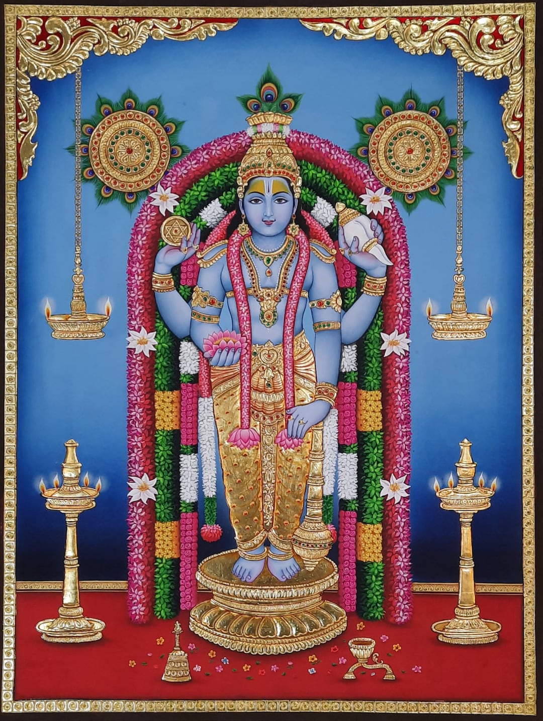 Lord Guruvayurappan, Guruvayoorappan Handmade Painting, Guruvayur ...