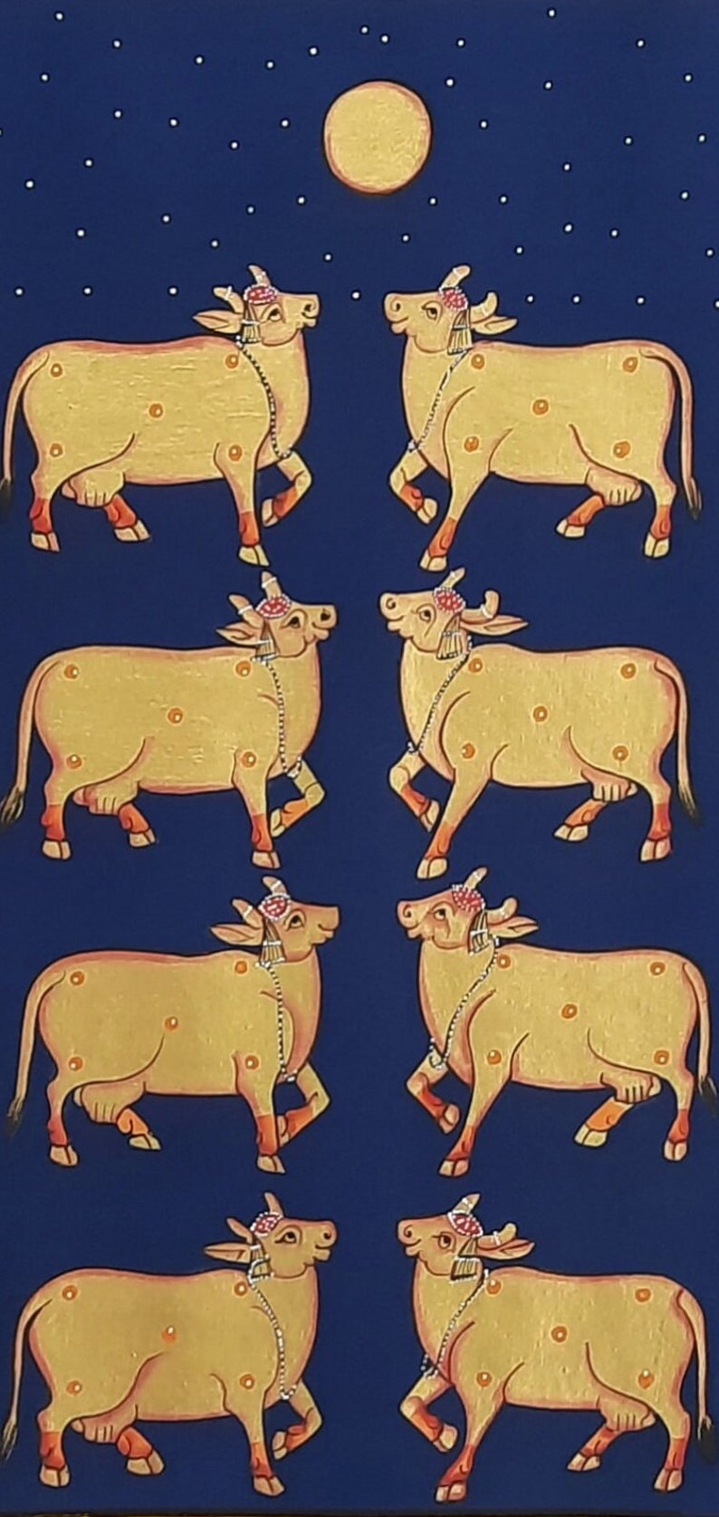 Golden Cows Pichwai Painting: Traditional Indian Wall Decor - Etsy