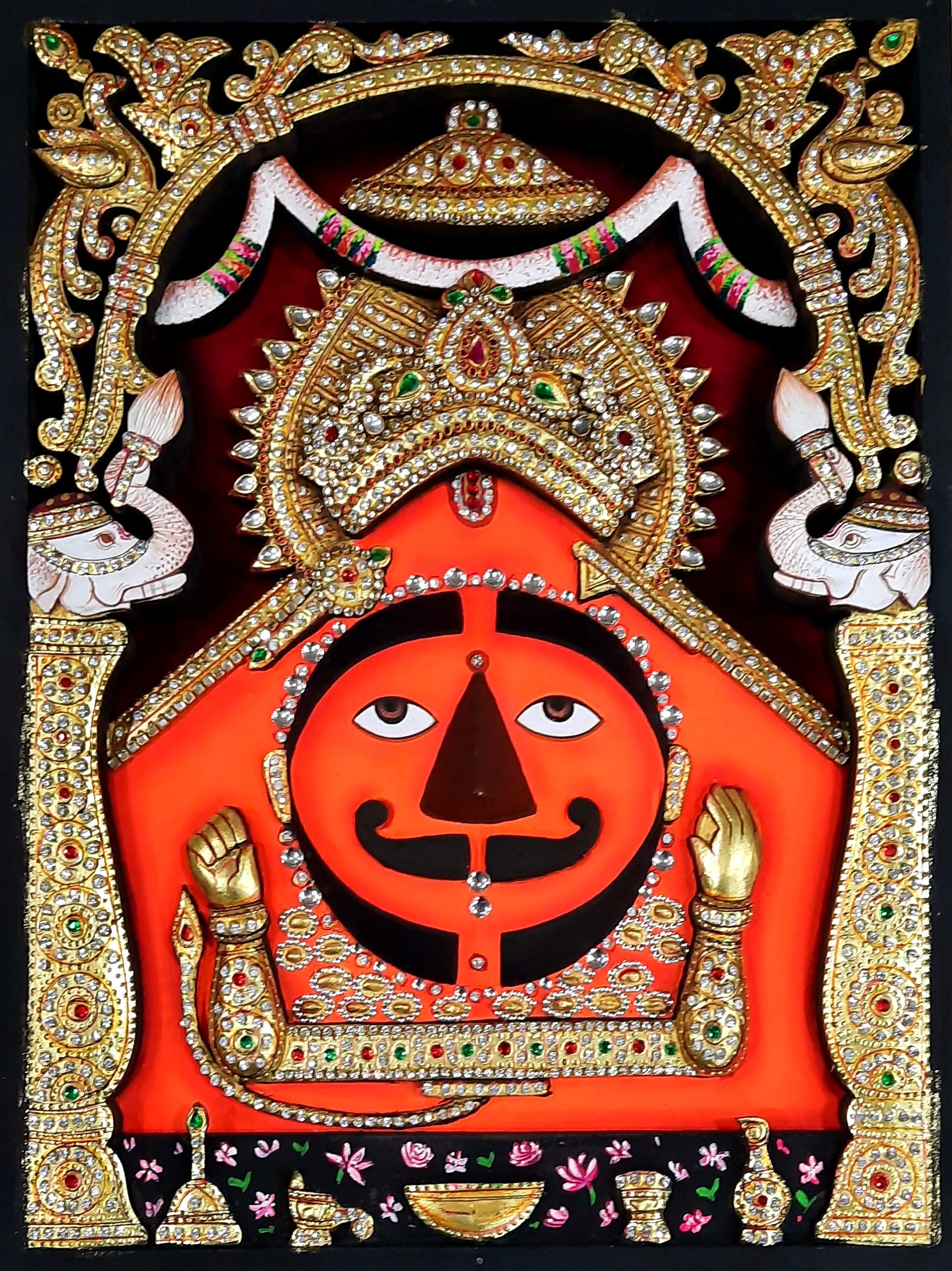 Buy Salasar Balaji 3D Embossed Handmade Painting, Salasar Balaji ...