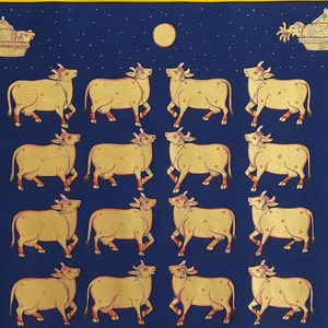 Golden Cows Pichwai Painting: Traditional Indian Wall Decor - Etsy