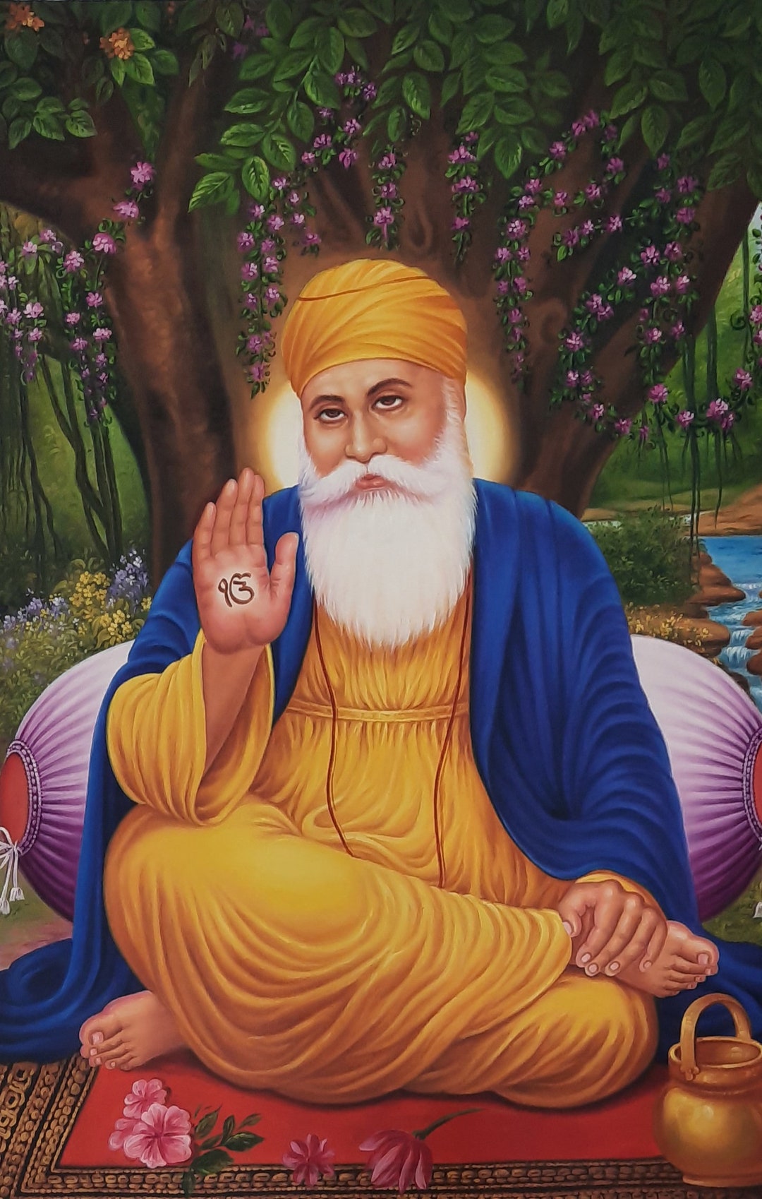 Original Guru Nanak Dev Ji Painting: Sikh Art on Canvas (22x34 Inch) - Etsy