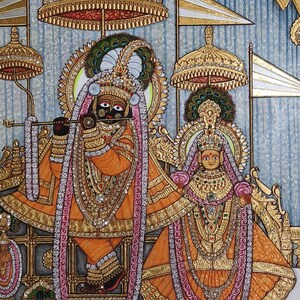 Govind Dev Ji Tanjore Painting: 24K Gold Traditional Indian Art - Etsy
