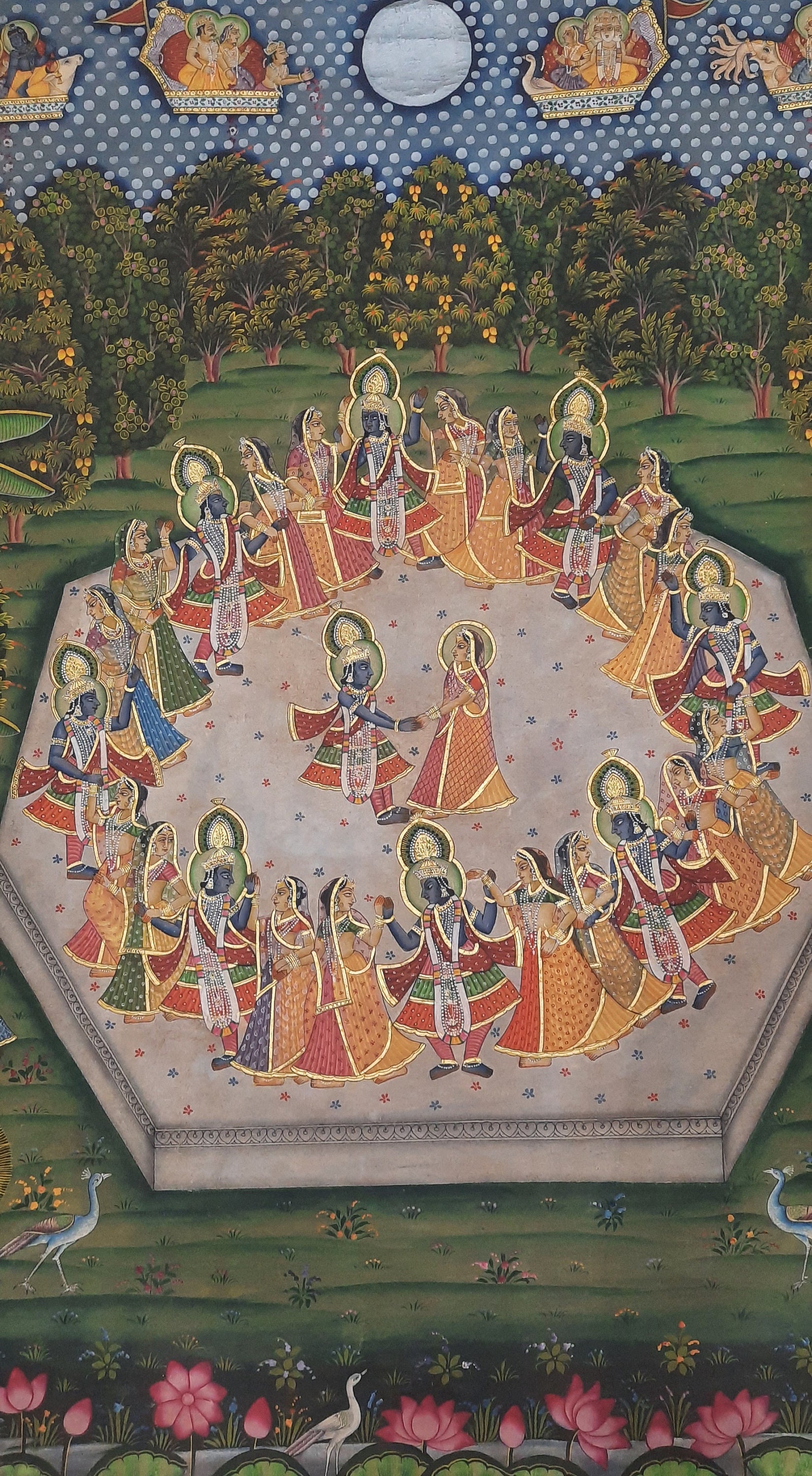 Indian Traditional Radha Krishna Raas Leela Pichwai Painting, Radha ...