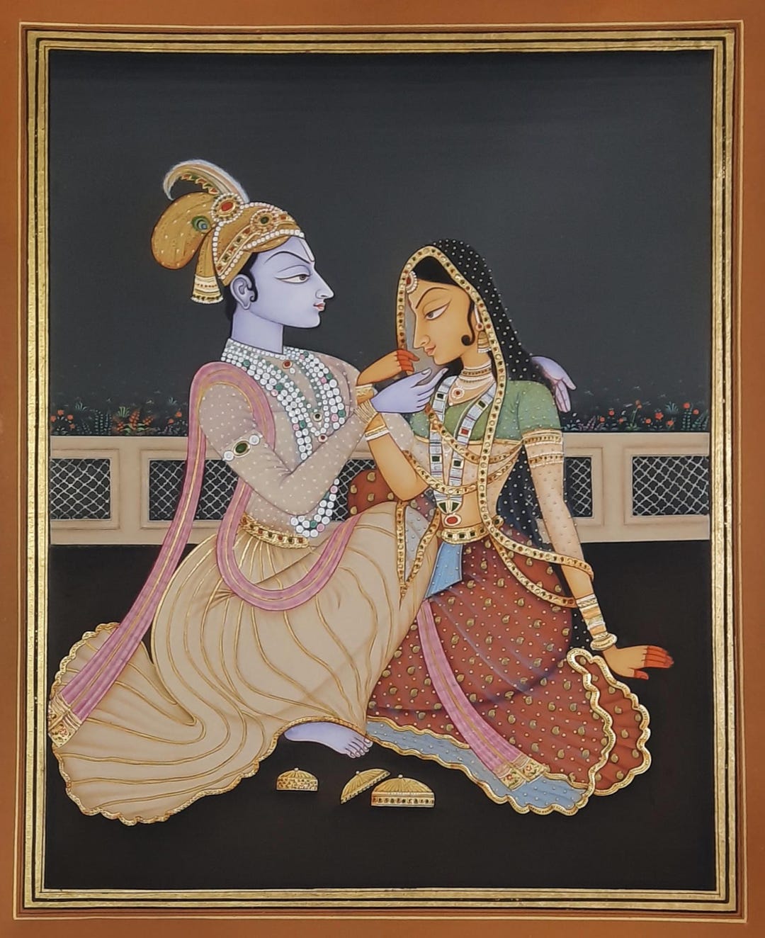 Radha Krishna Miniature Painting: Kishangarh Style Art, Fine Detail - Etsy