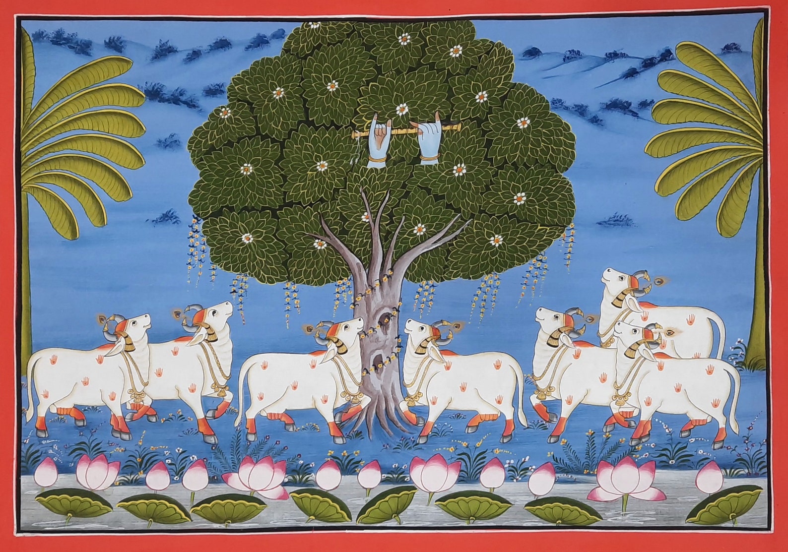Traditional Hand Painted Cows Pichwai Painting, Gopasthami Painting ...