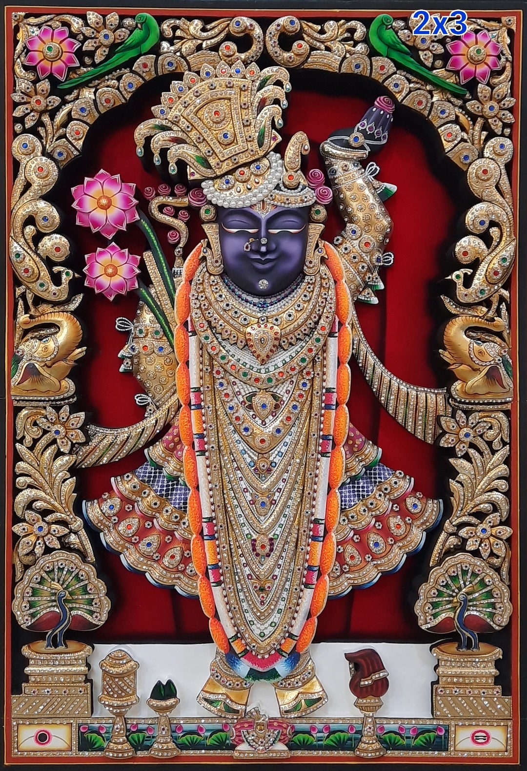 Shrinathji Traditional Embossed Painting, Full Embossed Painting ...