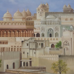 Amer Fort Painting Oil Hand Painted Canvas Painting Amer Fort Indian ...
