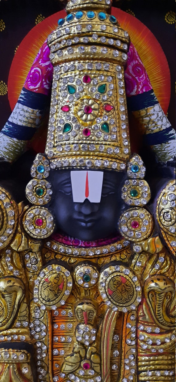 3D Painting of Venkateswara Swamy Embossed With Real Gold Foil Work and Real Ruby Emerald Stone With Watercolour Etsy