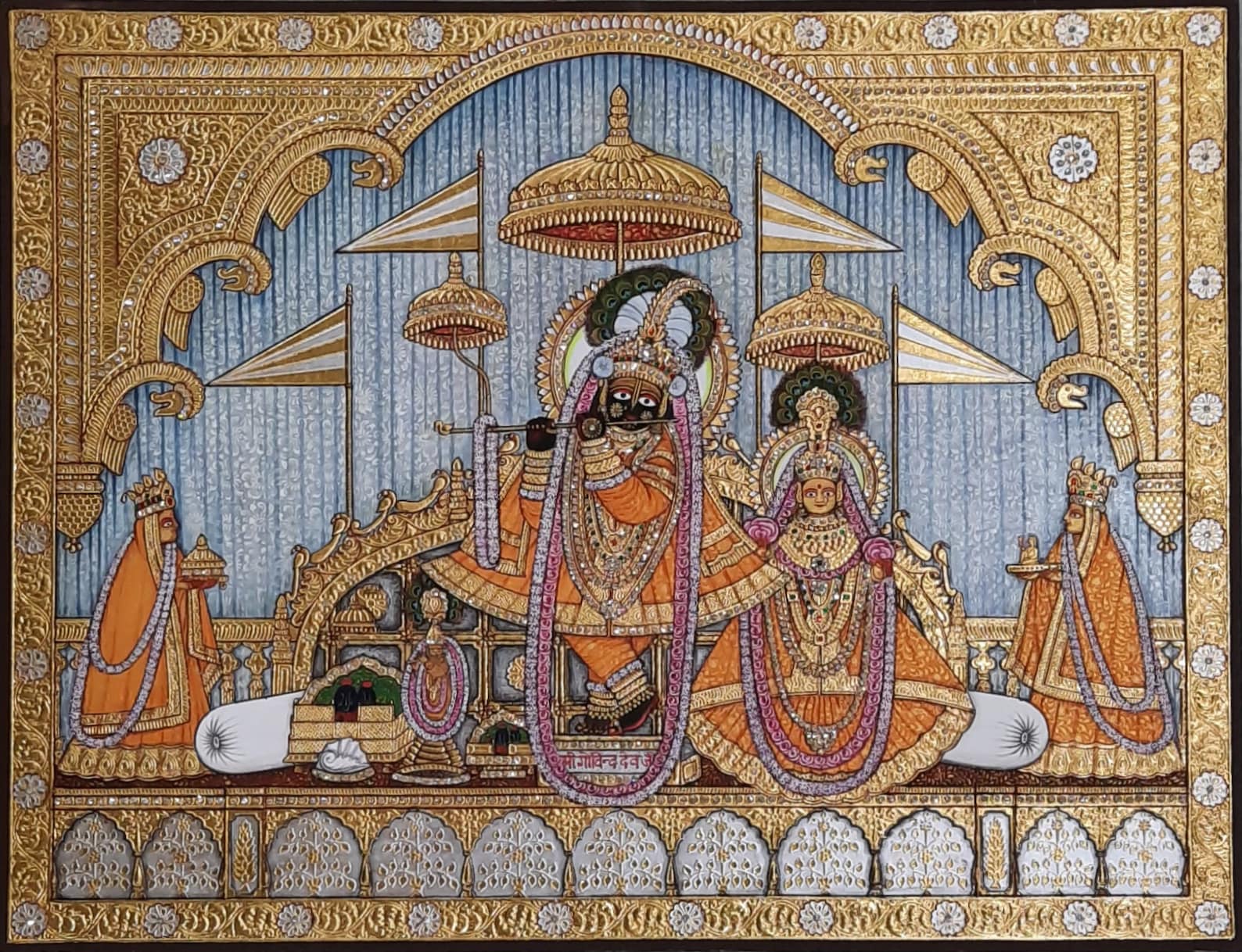Govind Dev Ji Tanjore Painting: 24K Gold Traditional Indian Art - Etsy