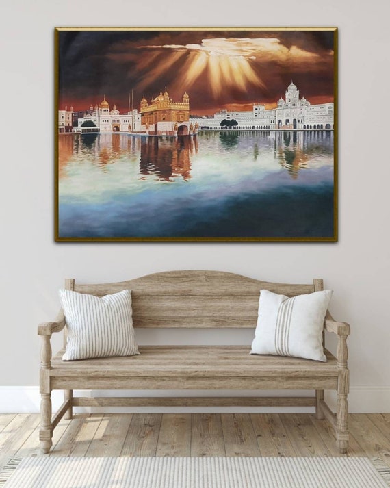 The Golden Temple Oil Canvas Handmade Painting Amritsar - Etsy