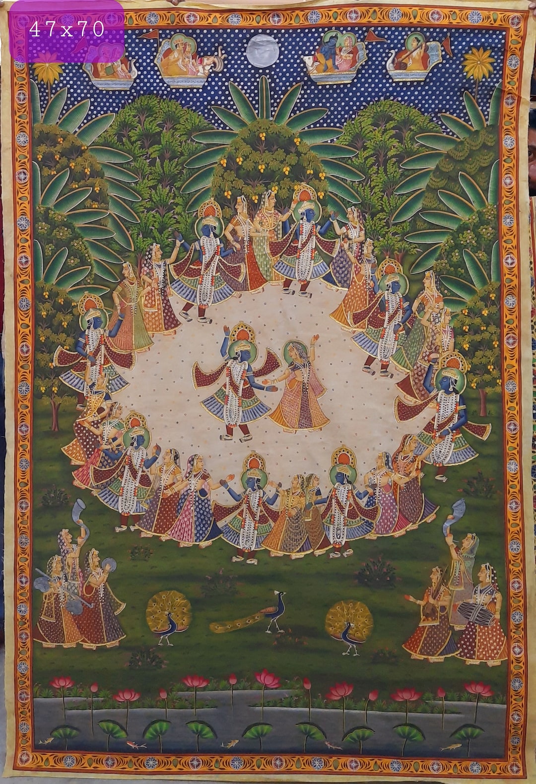 Handmade Pichwai Painting: Radha Krishna Raas Leela, Indian Art (47x70 ...