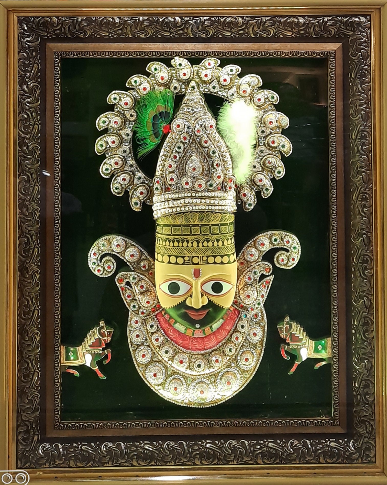 Khatu Shyam Ji 3D Embossed Painting: Handmade Krishna Art With Gold ...