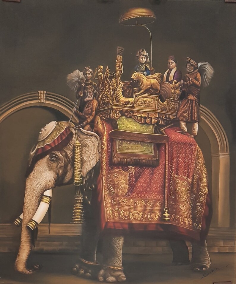 Handmade Indian Maharaja Elephant Painting on Canvas (48x60 Inch) - Etsy