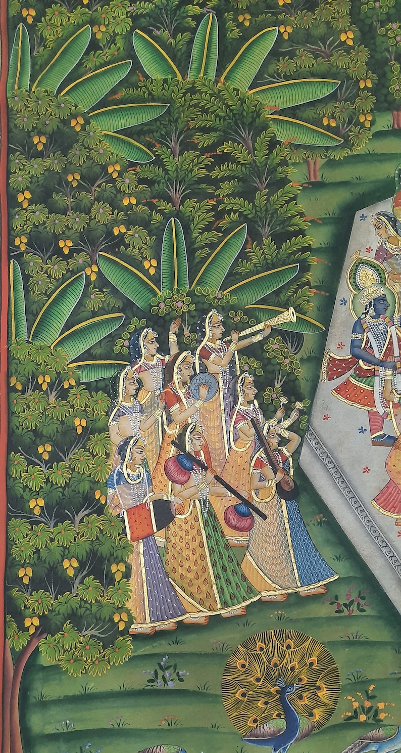 Indian Traditional Radha Krishna Raas Leela Pichwai Painting, Radha ...