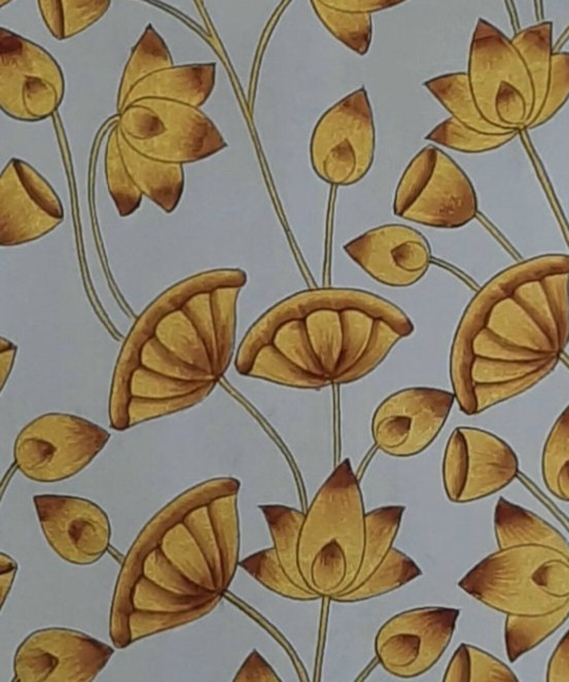 Golden Kamal Talai Handmade Pichwai Painting on Cotton Cloth, Pichwai ...