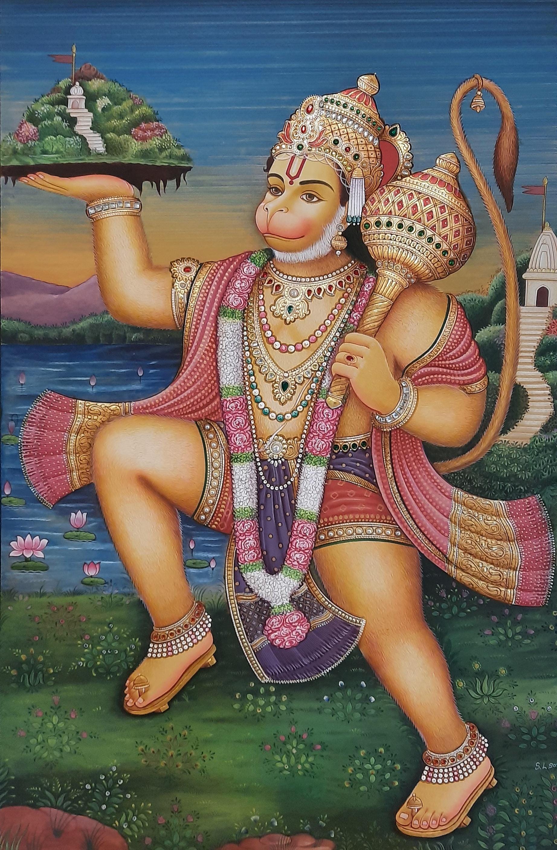 Hand-painted Hanuman Ji Watercolor Painting on Paper (13x19 Inch) - Etsy