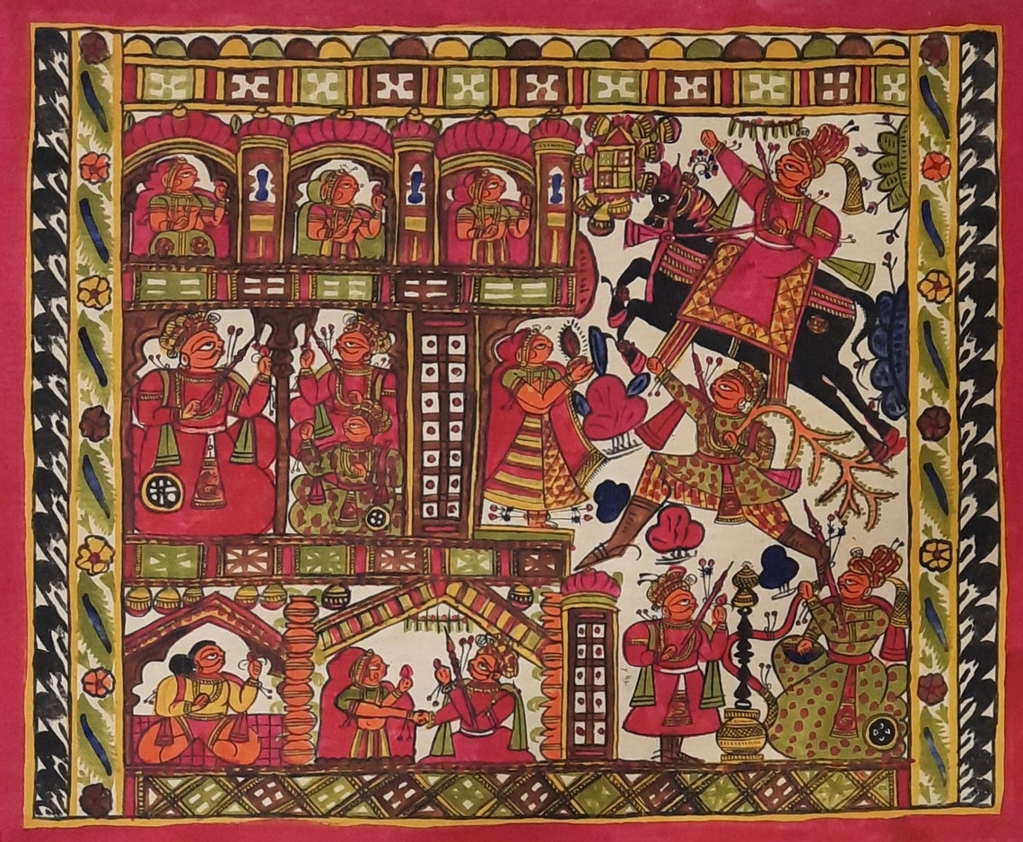 Vintage Hand Painted Pabuji Phad Painting, Vintage Art, Indian Art ...