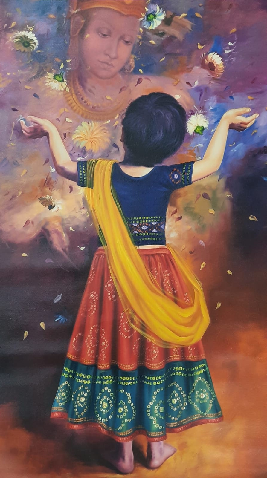 Handmade Krishna Oil Painting on Canvas: Modern Indian Art - Etsy