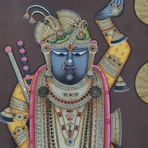 Original Handmade Lord Shrinathji Pichwai Painting, Shrinathji Painting ...