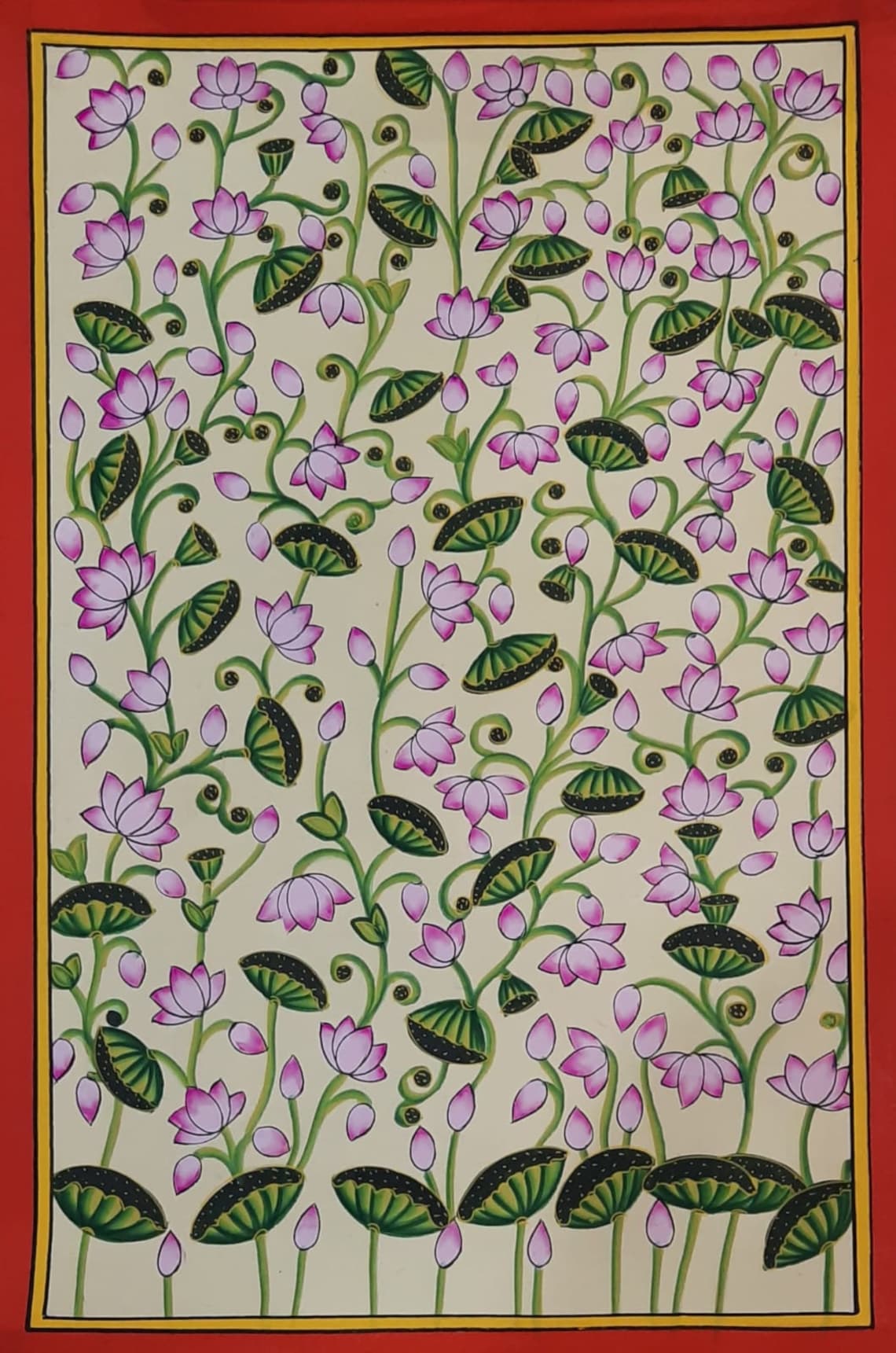 Indian Traditional Wall Painting of Beautiful Kamal Talai Pichwai ...