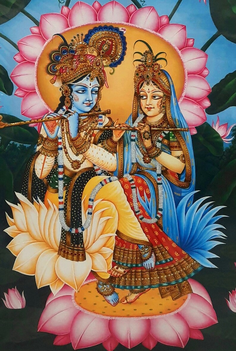 Krishna Painting Radha Krishna Painting Handmade Art Lord - Etsy