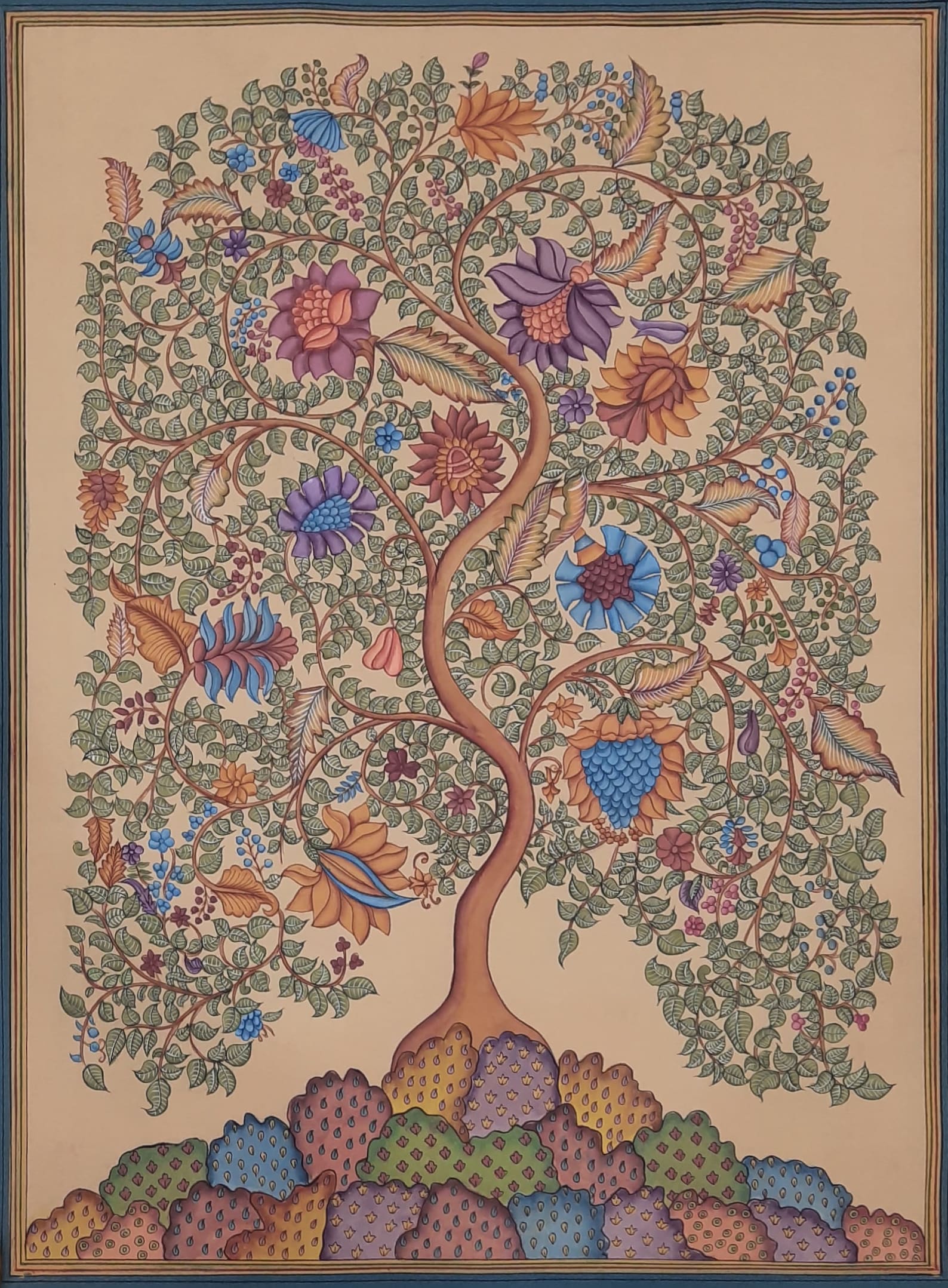 Traditional Hand Painted Tree of Life Pichwai Painting, Lotus Kamal ...