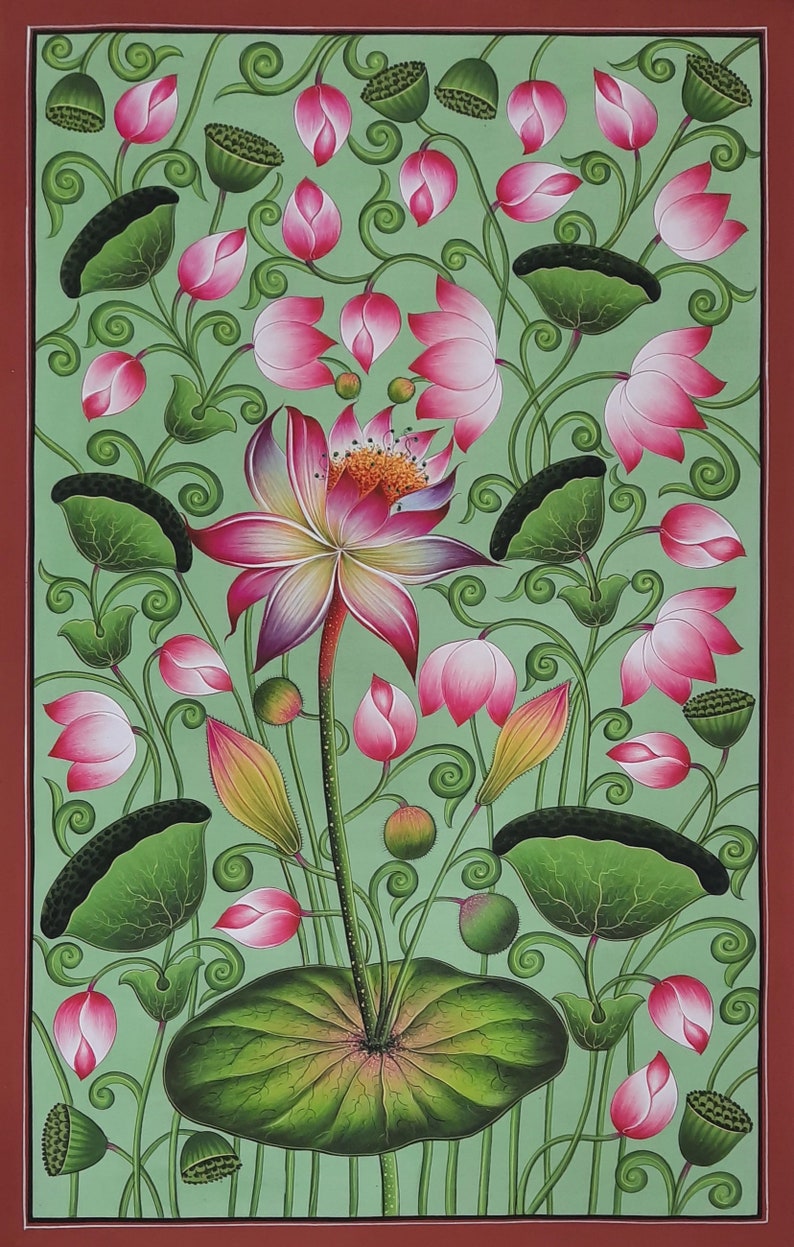 Buy Indian Traditional Wall Painting of Beautiful Kamal Talai Pichwai ...