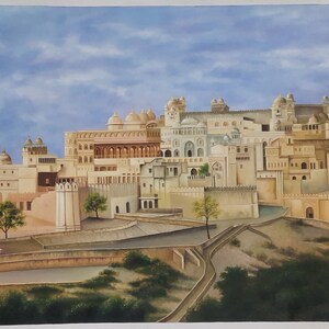Amer Fort Painting Oil Hand Painted Canvas Painting Amer Fort Indian ...