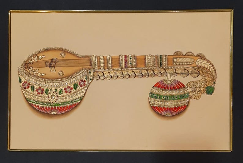 Hand Painted Veena Art: Indian Musical Instrument Painting Set - Etsy