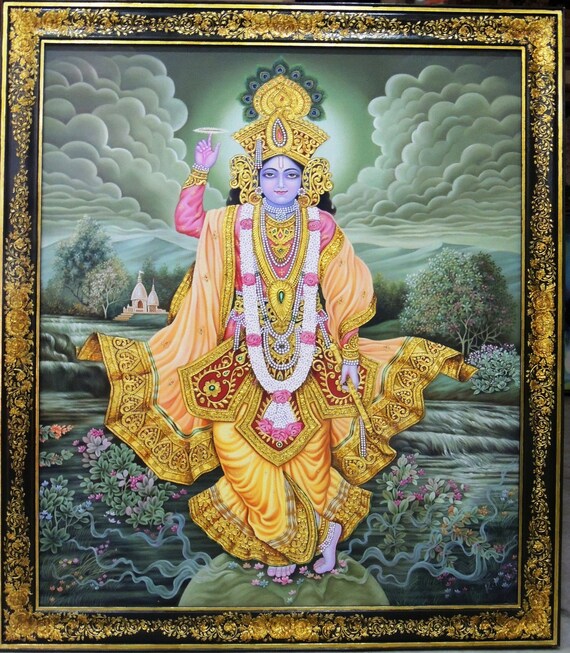 Amazing Lord Vishnu Canvas Painting Lord Vishnu Painting - Etsy
