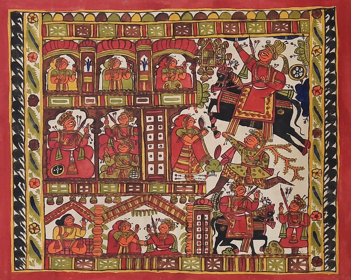 Vintage Hand Painted Pabuji Phad Painting, Vintage Art, Indian Art ...