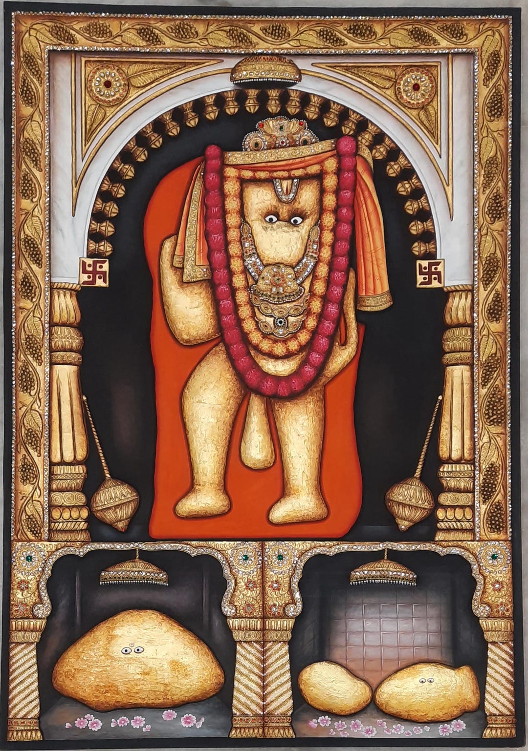Mehandipur Balaji Tanjore Handmade Painting | Balaji Painting | Lord ...