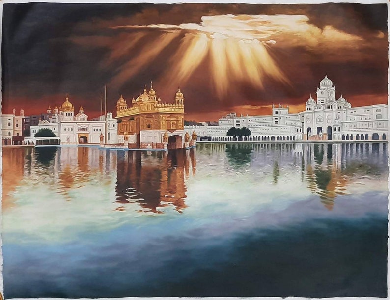 The Golden Temple Oil Canvas Handmade Painting Amritsar - Etsy