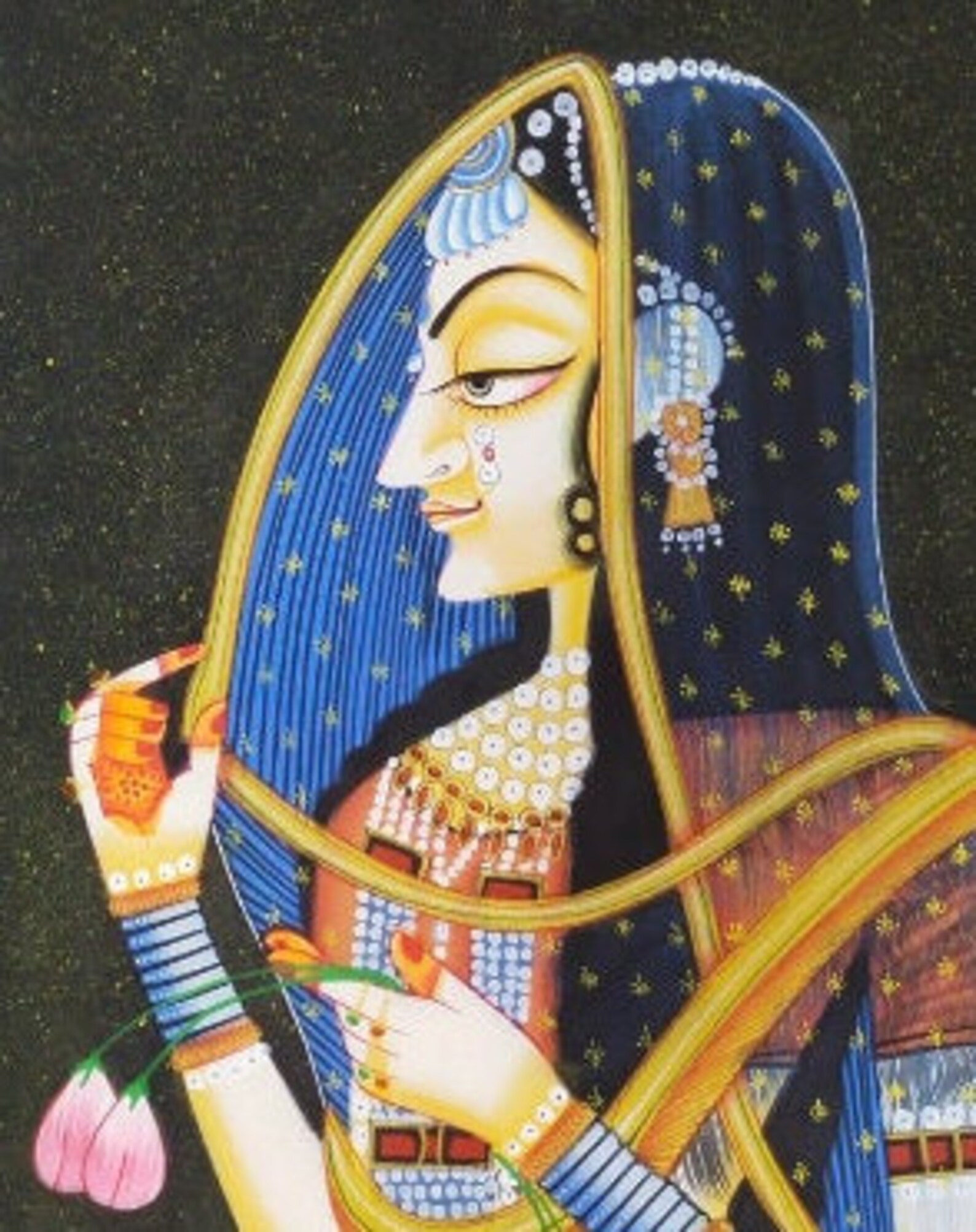 Handmade Bani Thani Miniature Painting: Indian Lady Artwork on Silk - Etsy