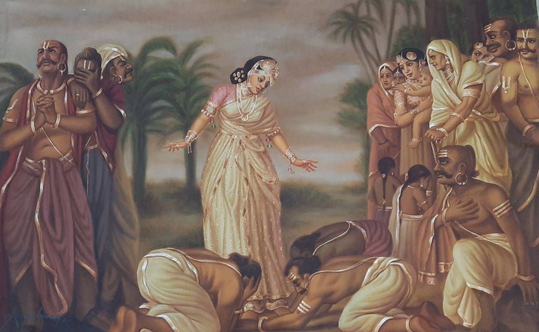 Raja Ravi Verma Oil Painting on Canvas: Vintage Indian Art (4x6 Feet ...